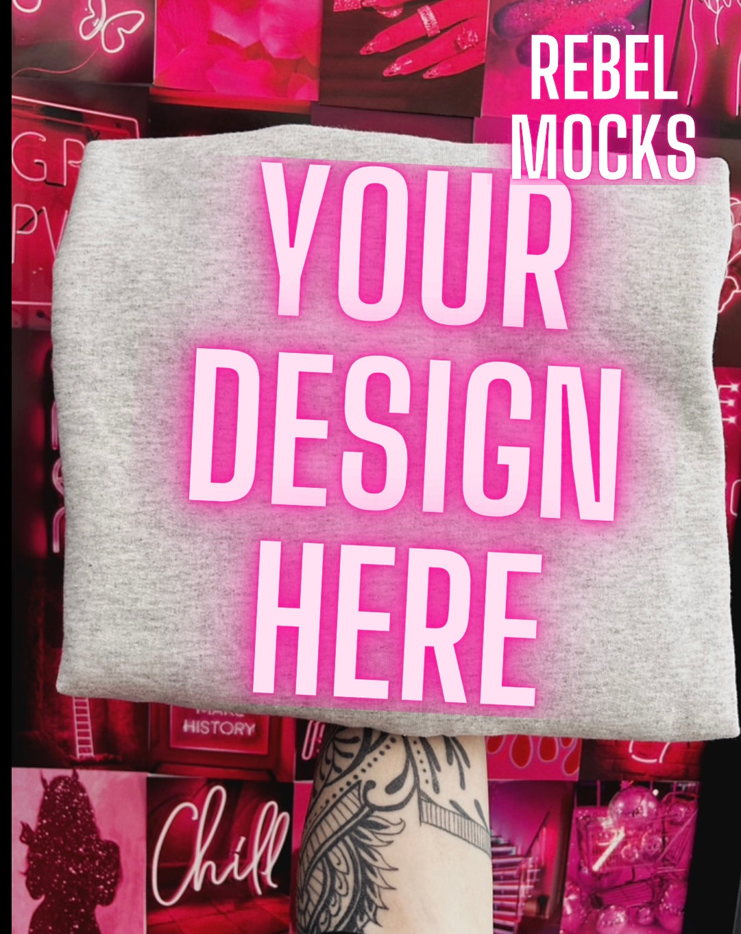 Ash Crew Neck Sweatshirt Edgy Alt Trendy Mock Up flat Lay – Rebel Mocks ...