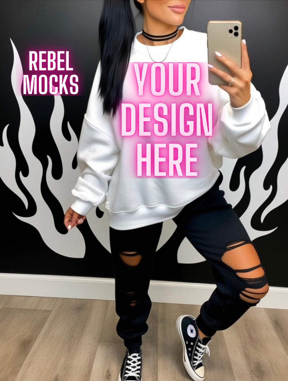 White Crew Model Mock Up Trending Rebel Mocks And Badghoul Digital
