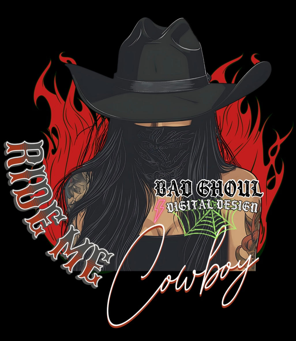 Ride Me Cowboy PNG download – Rebel Mocks & Badghoul Digital