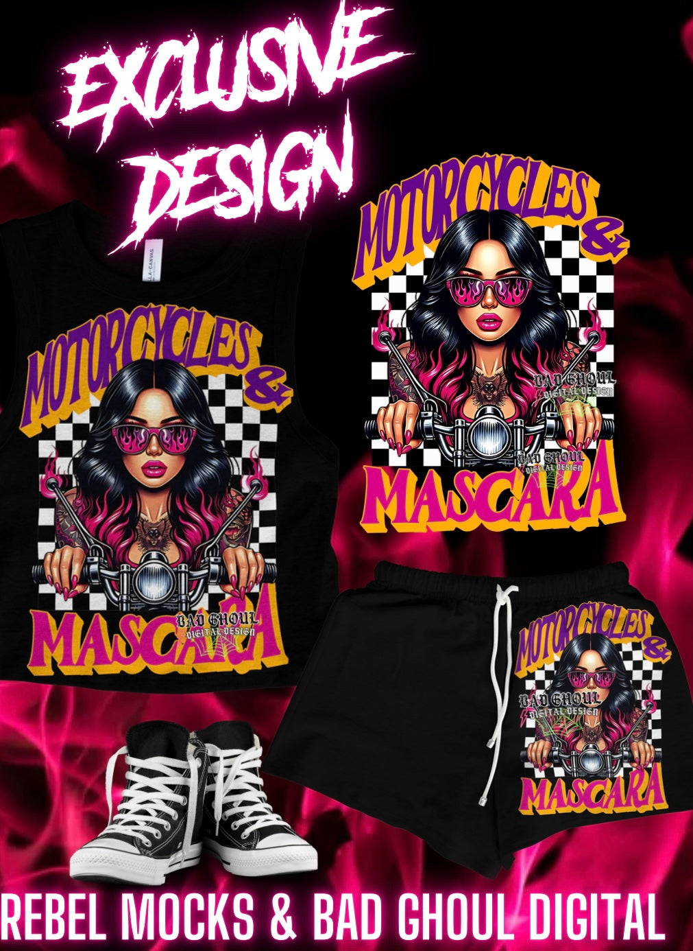 EXCLUSIVE Motorcycles & Mascara PNG Download – Rebel Mocks & Badghoul Digital