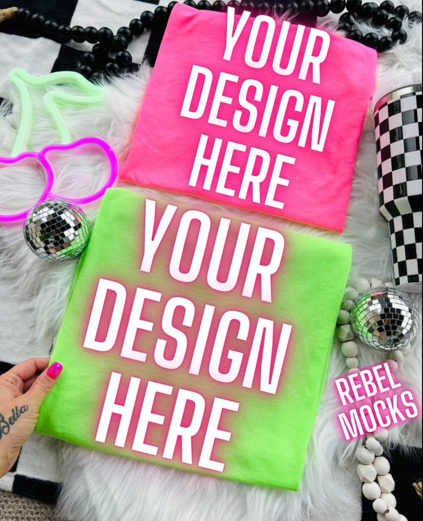 Neon Collage Flat Lay Trending Mock Up Flat Lay – Rebel Mocks ...