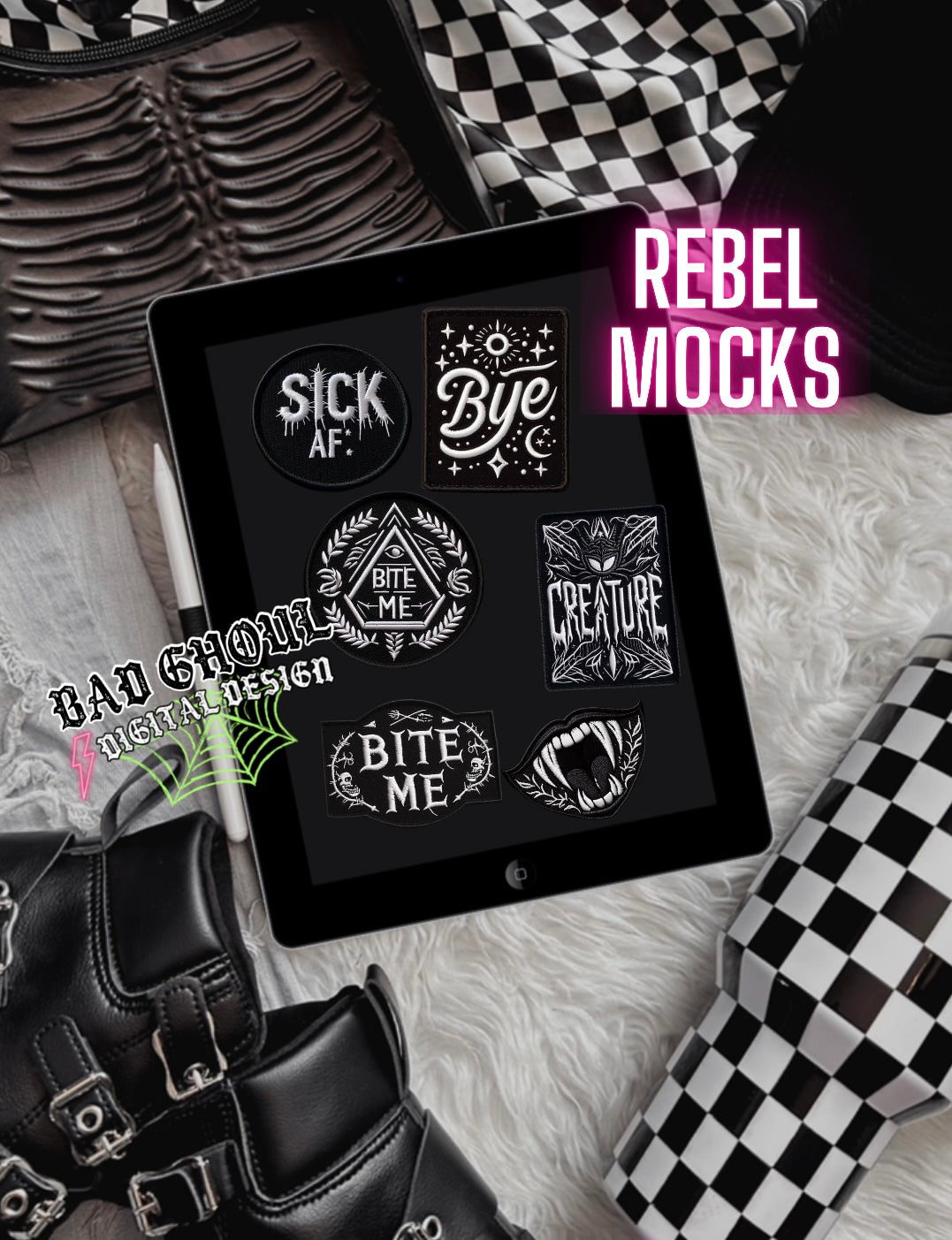 Faux patch bundle PNG Download – Rebel Mocks & Badghoul Digital