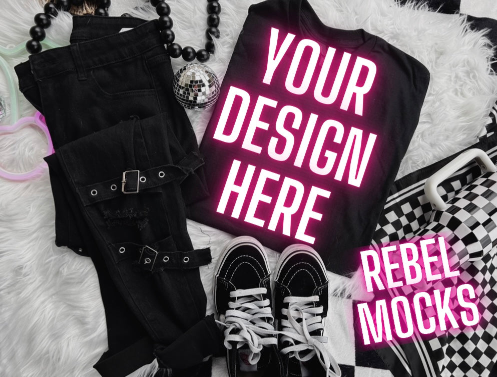 Black Alt Emo Grunge Goth Spooky Flat Lay Trending Mock Up – Rebel ...