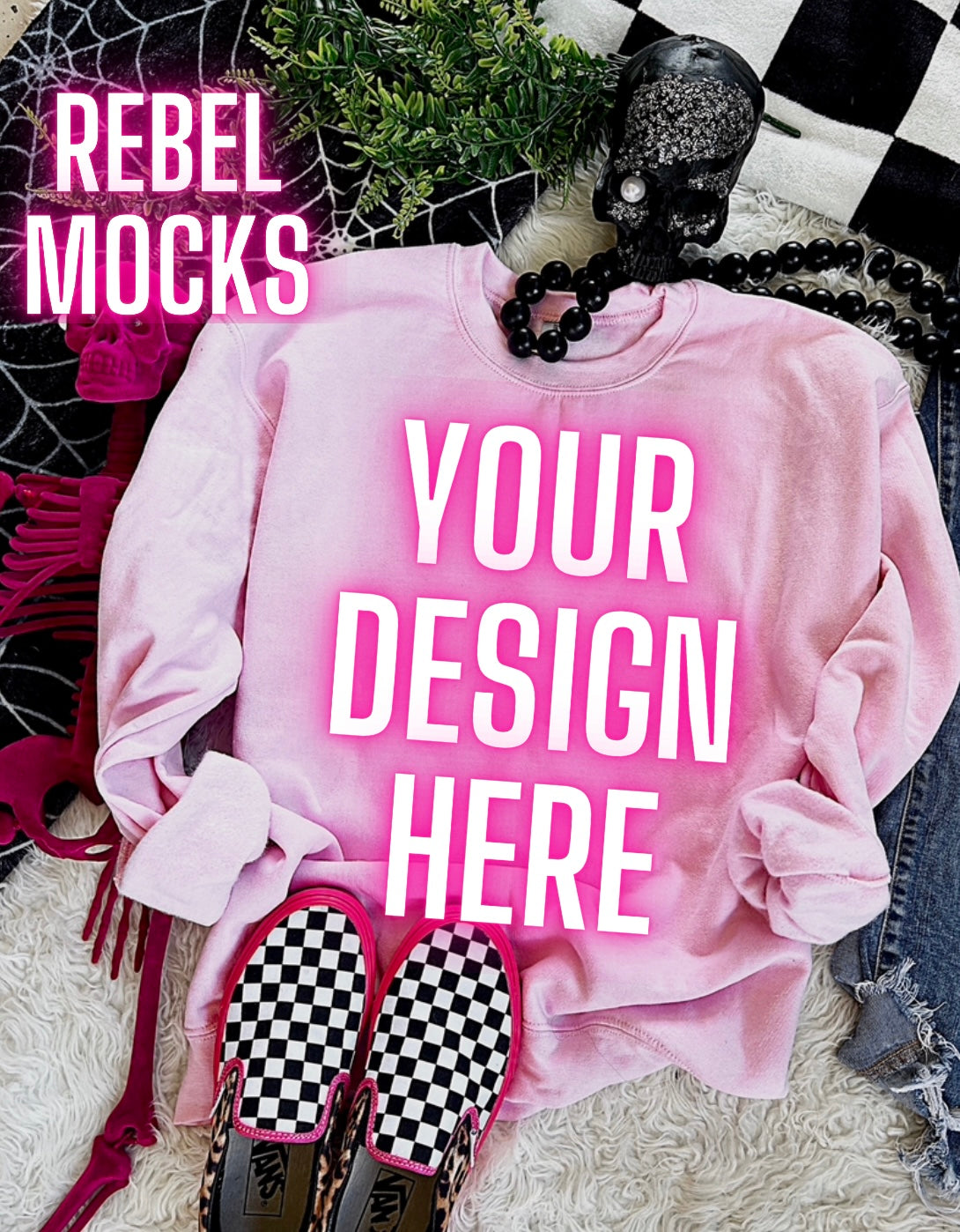 Light Pink Flat Lay Mock Up TRENDING – Rebel Mocks & Badghoul Digital