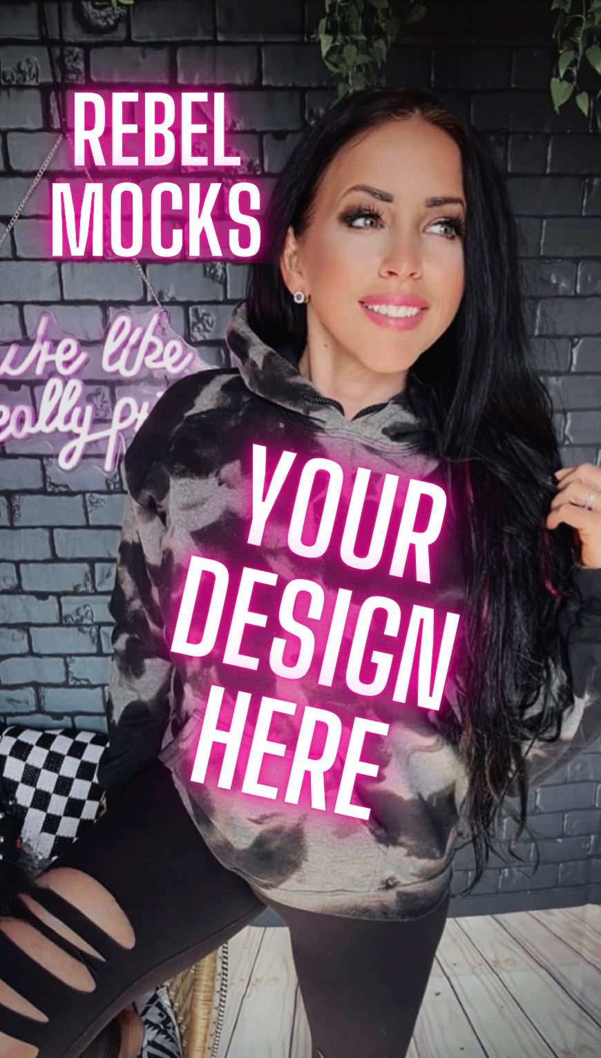 Black Acid Wash Hoodie IRL Model Mock Up TRENDING VIBES – Rebel Mocks ...