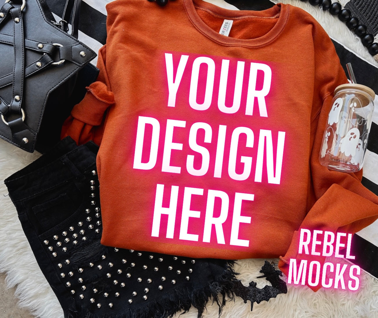 Jerzee Burnt Orange Crew Neck Trendy Flat Lay Mock 2 mocks – Rebel ...