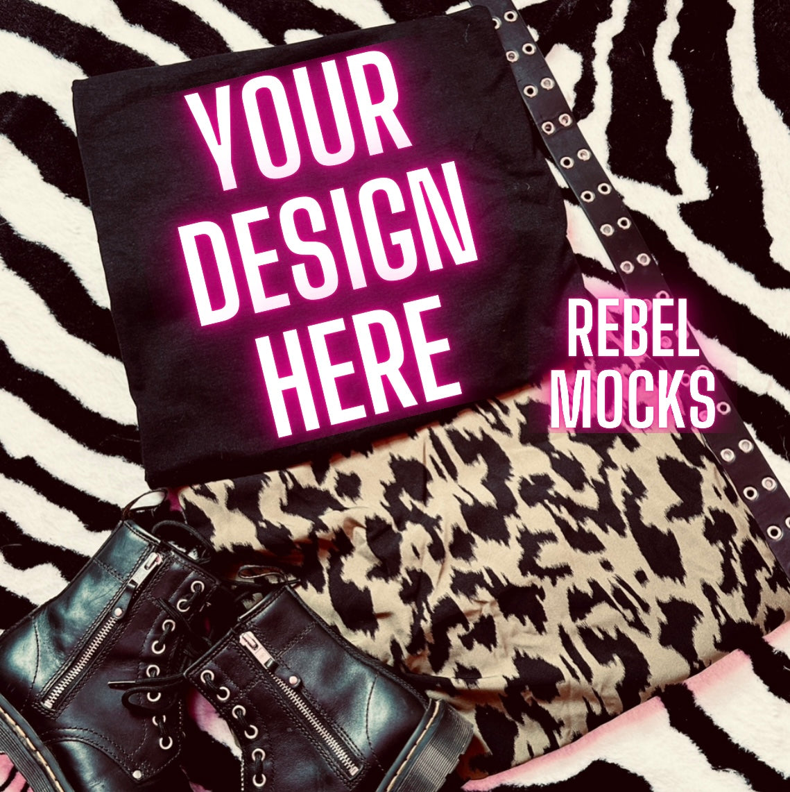 Black Edgy Rock Alt Vibes Flay Lay Mock Up – Rebel Mocks & Badghoul Digital