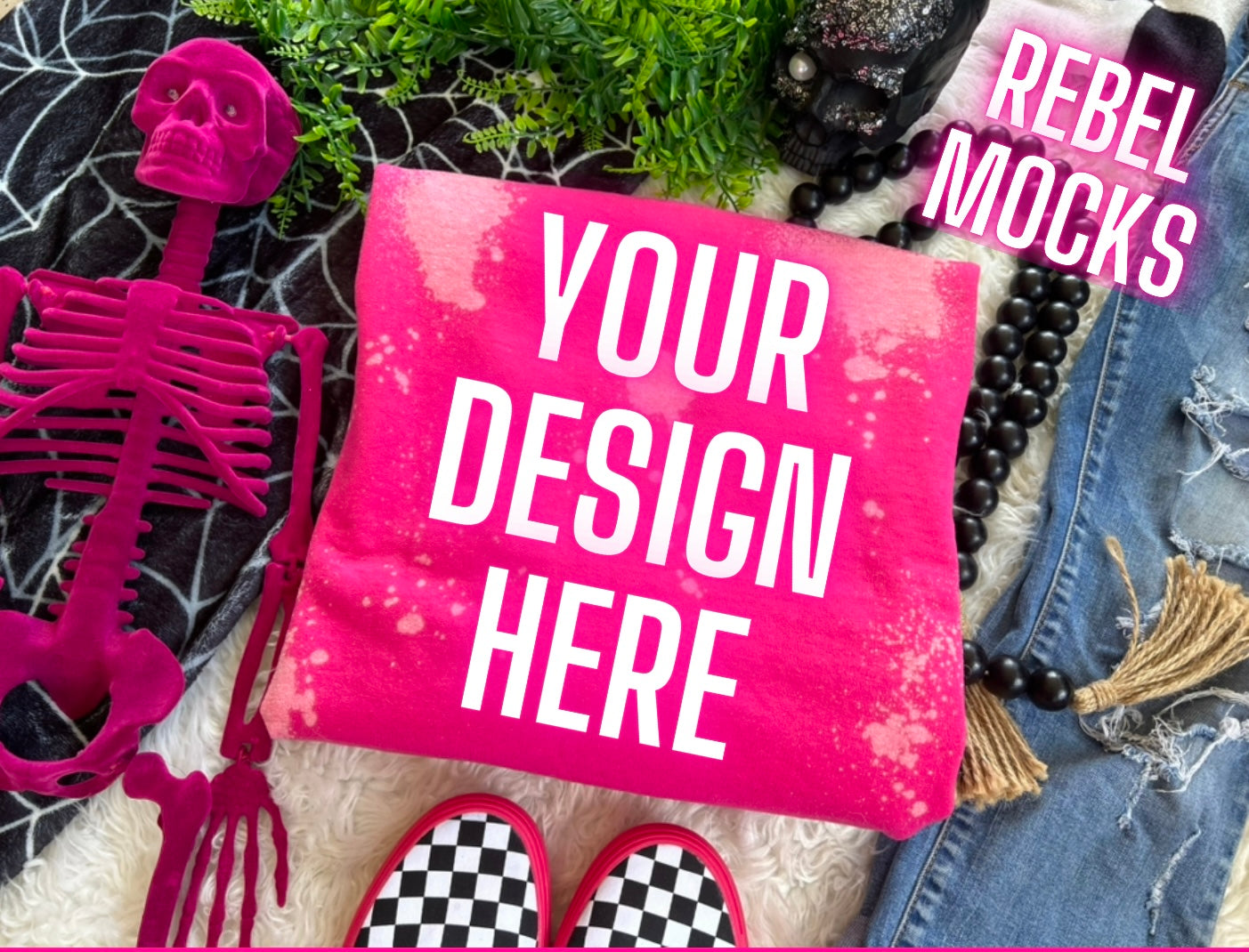Pink Flat Lay Mock Up TRENDING – Rebel Mocks & Badghoul Digital
