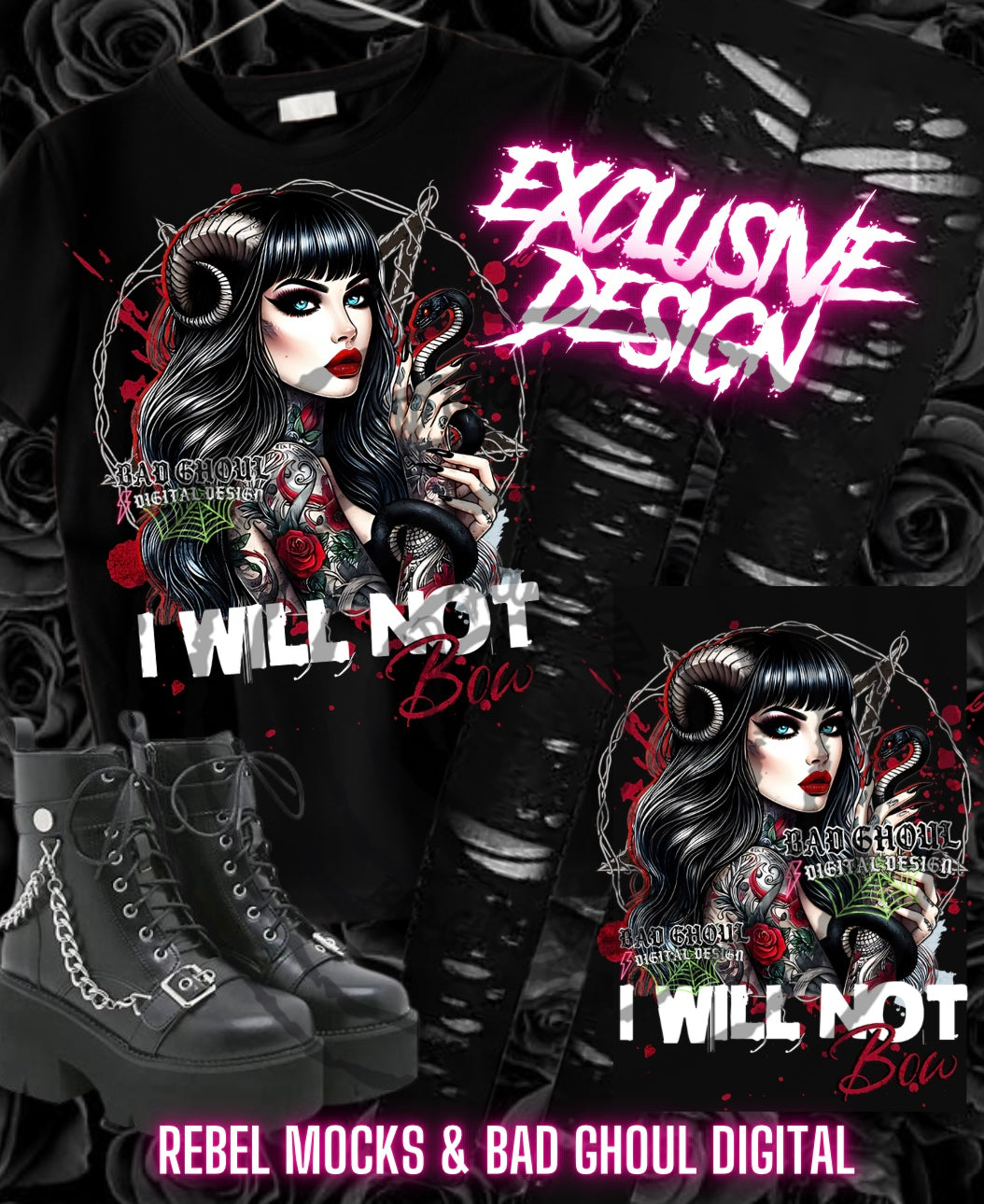 Exclusive I Will Not Bow PNG DOWNLOAD – Rebel Mocks & Badghoul Digital