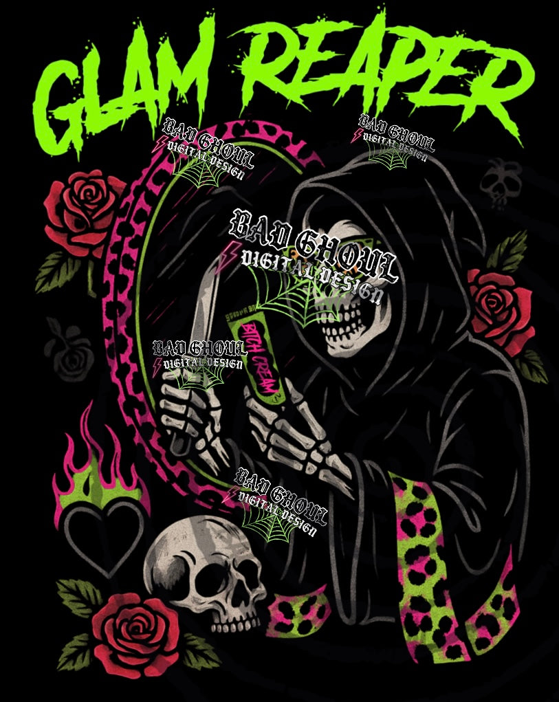 Glam Reaper Black Fabric PNG DOWNLOAD – Rebel Mocks & Badghoul Digital