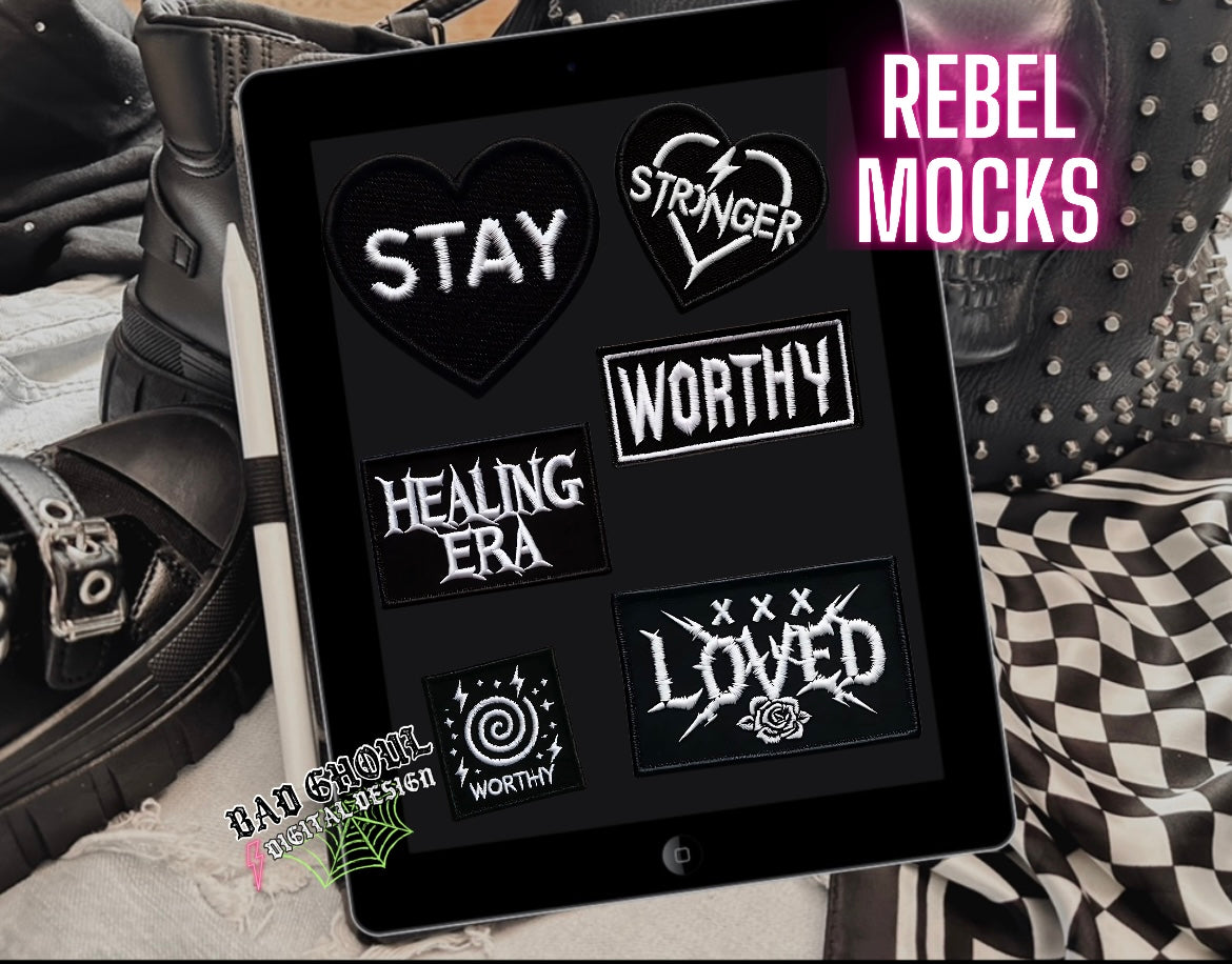 Faux patch bundle PNG Download – Rebel Mocks & Badghoul Digital