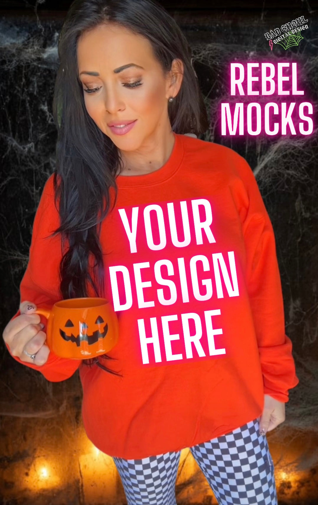 Gildan Orange Crew Neck Model Mock Up IRL trendy – Rebel Mocks ...