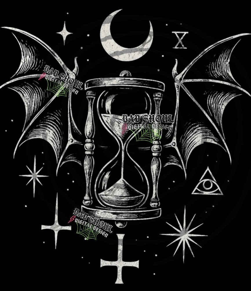 Bat Hourglass PNG DOWNLOAD Black Fab Only – Rebel Mocks & Badghoul Digital