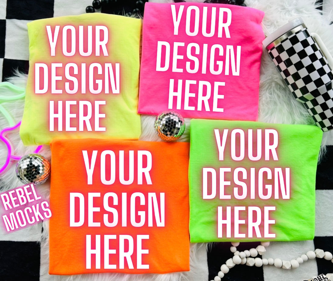 Neon Flat Lay Trending Mock Up Flat Lay – Rebel Mocks & Badghoul Digital