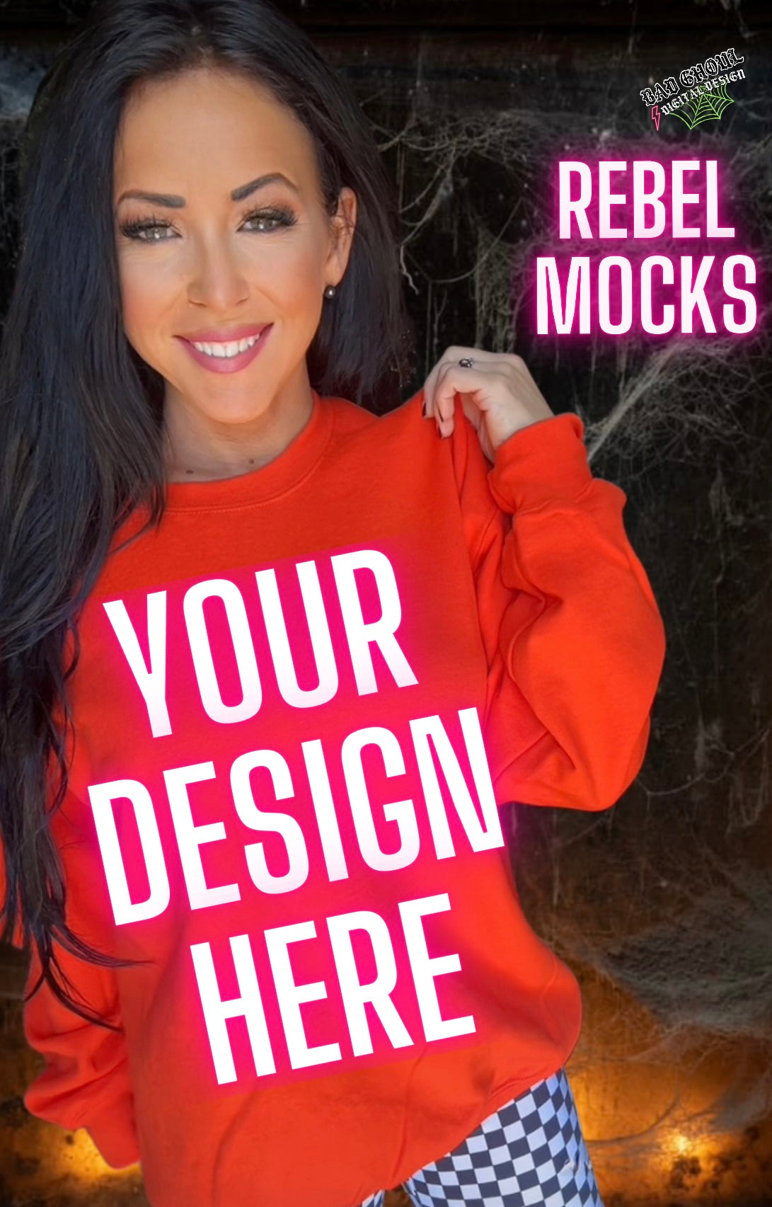 Gildan Orange Crew Neck Model Mock Up IRL trendy – Rebel Mocks ...
