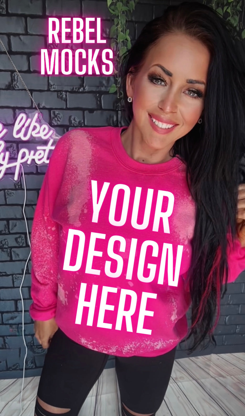 Heliconia Acid Wash Crew Neck Sweatshirt IRL Model Mock Up TRENDING VI ...