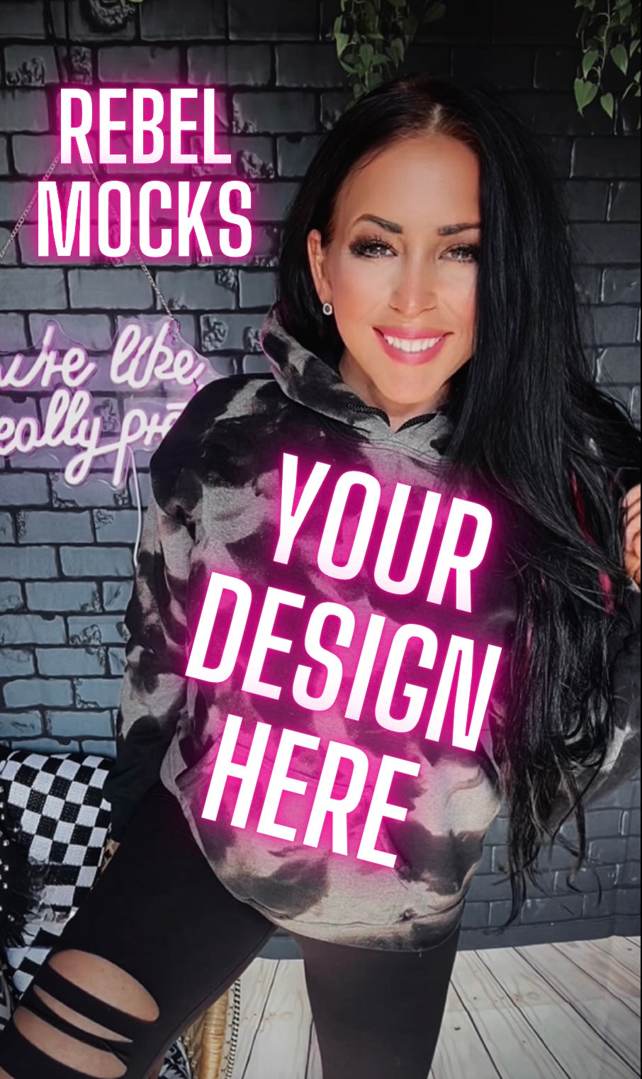 Black Acid Wash Hoodie IRL Model Mock Up TRENDING VIBES – Rebel Mocks ...