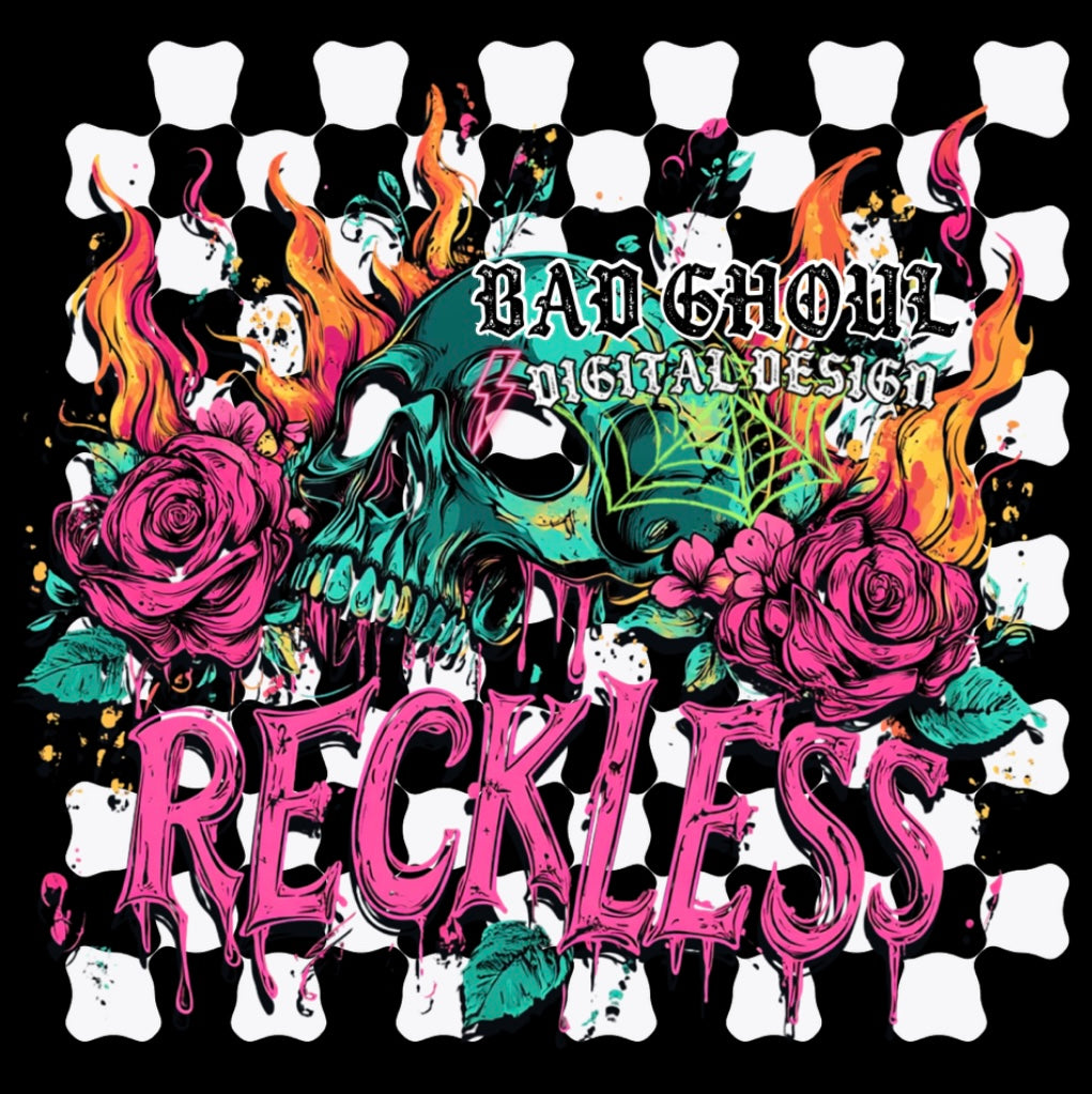 Reckless PNG Download best on dark fabric – Rebel Mocks & Badghoul Digital