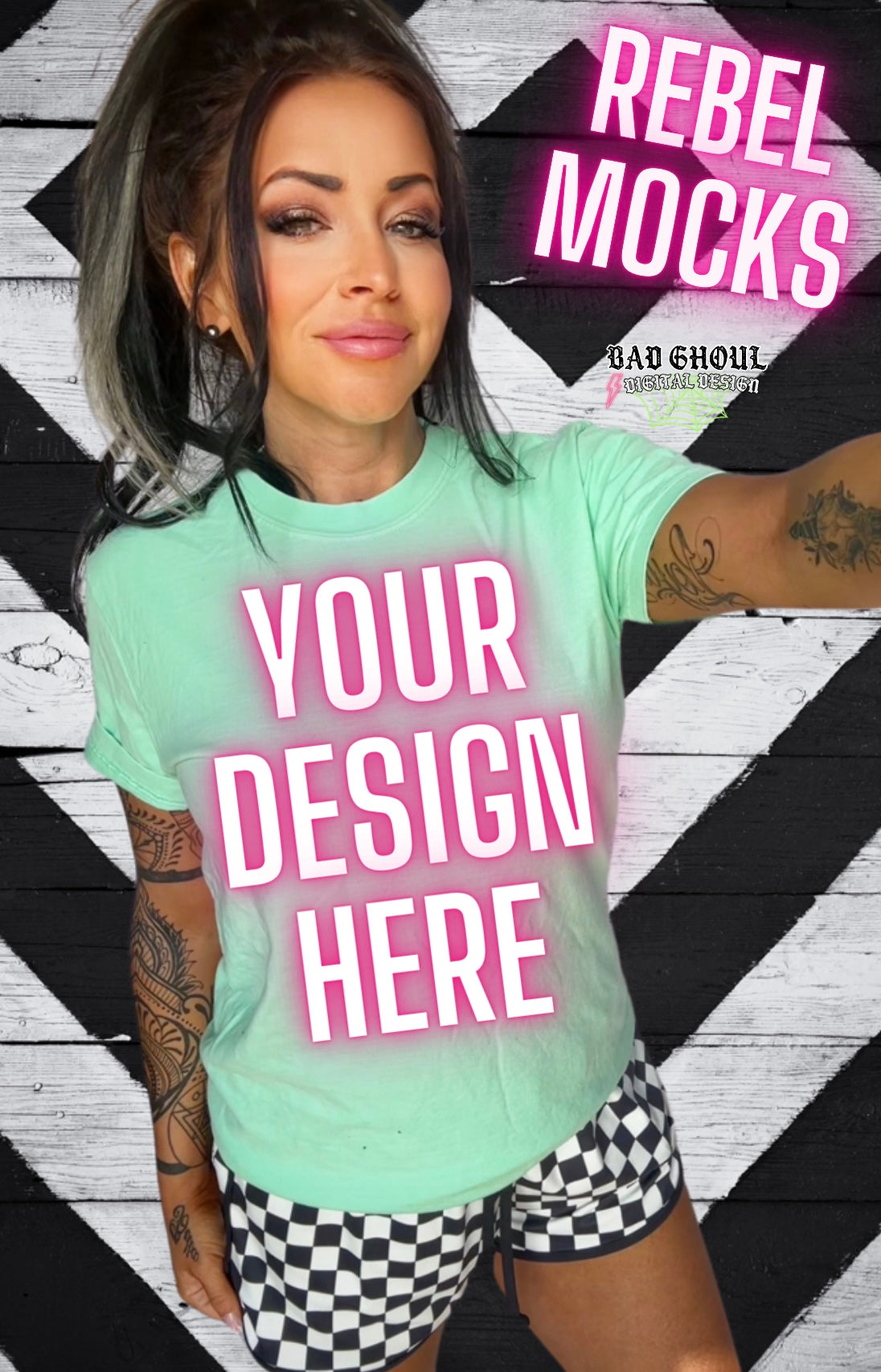 Teal Selfie IRL Model Mock Up TRENDING – Rebel Mocks & Badghoul Digital