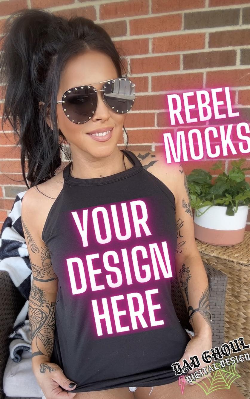 Black Tri Rocker Tank IRL Model Mock Mock Up TRENDING – Rebel Mocks ...