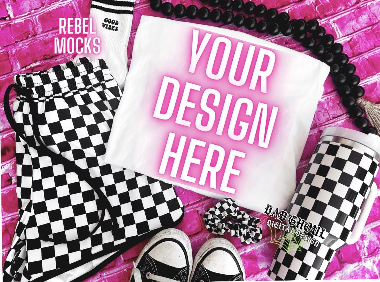White Tee Flat Lay Mock Up Trendz – Rebel Mocks & Badghoul Digital