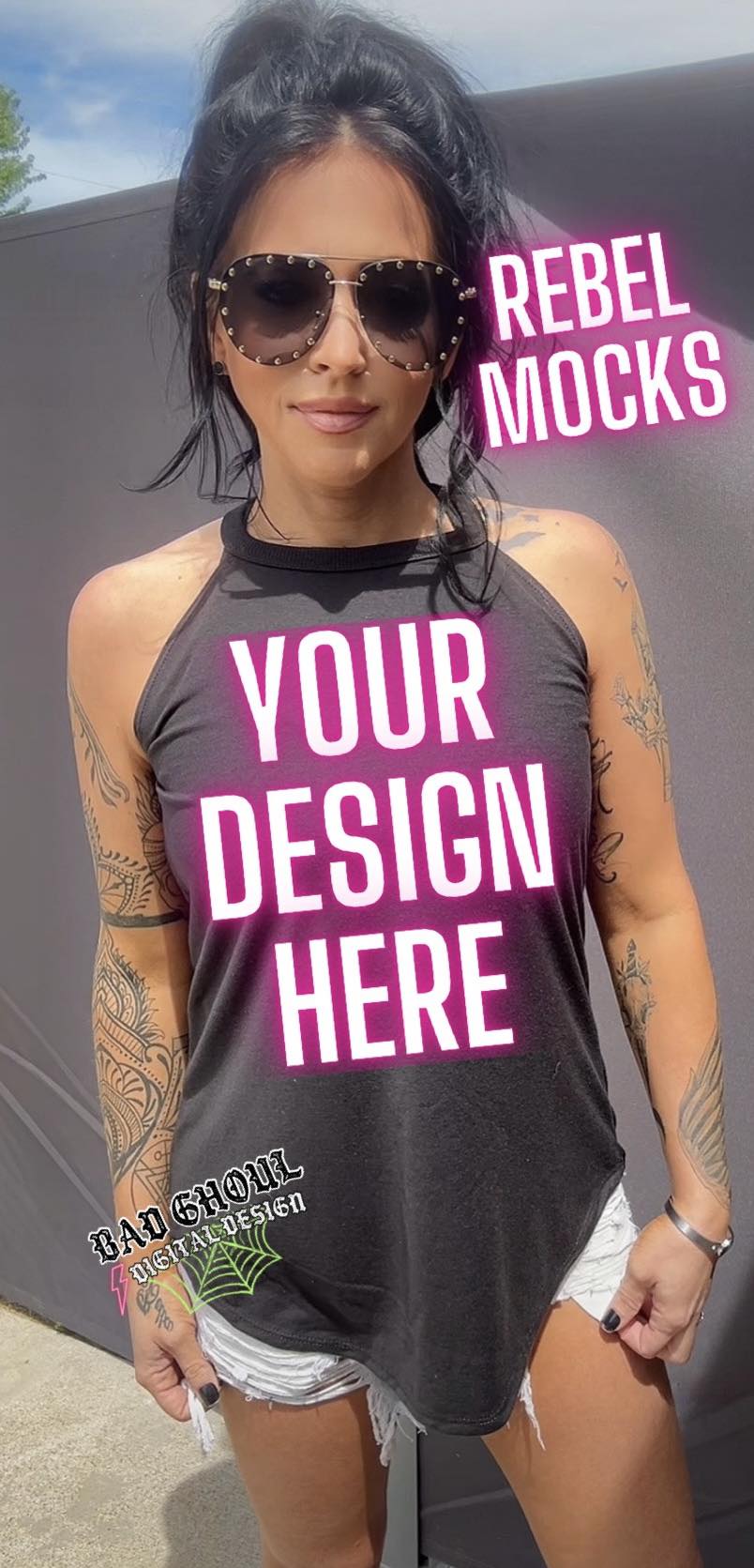 Black Tri Rocker Tank IRL Model Mock Up TRENDING – Rebel Mocks ...